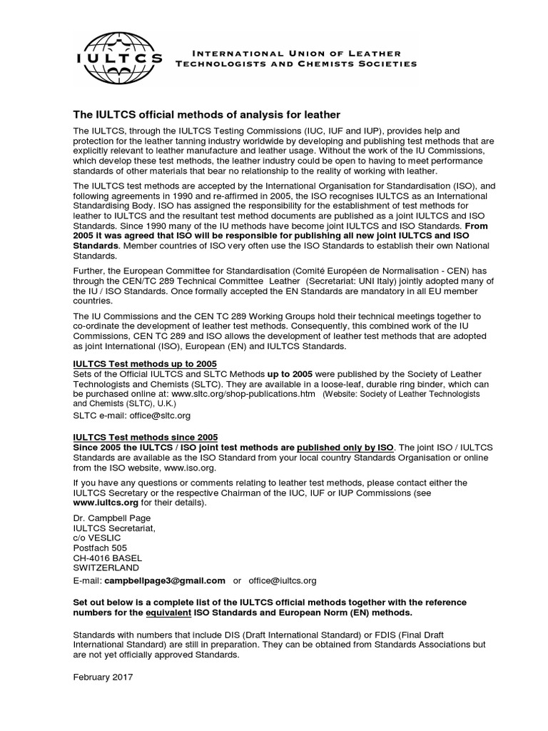 IULTCS-IsO-En Leather Test Methods | PDF | International Organization ...