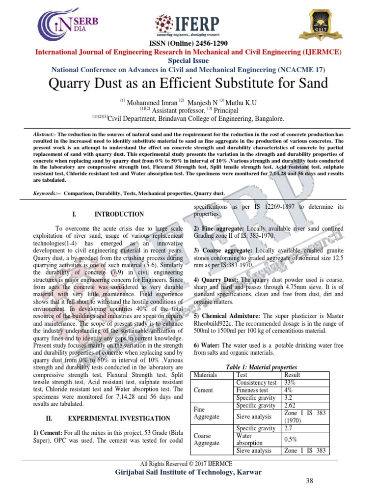 Paper On Quarry Dust | PDF | Concrete | Construction Aggregate