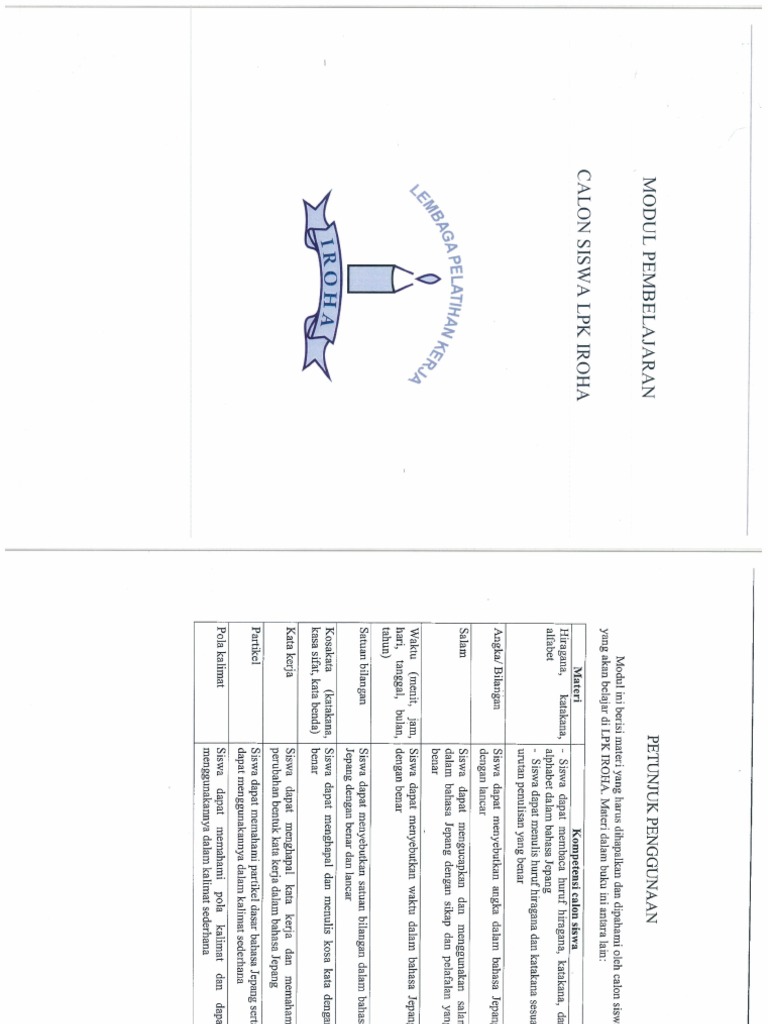 Modul Pembelajaran LPK Iroha | PDF
