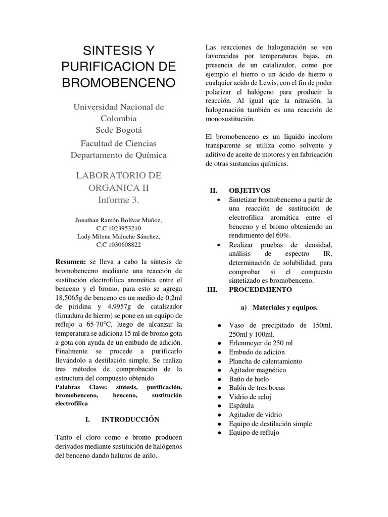 Bromobenceno | PDF | Benceno | Síntesis orgánica