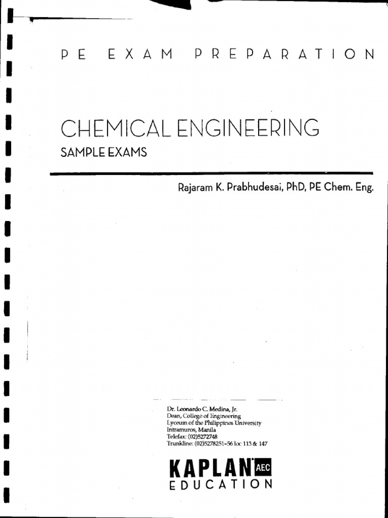 Chemical Engineering Sample Exams Prabhudesai PDF | PDF