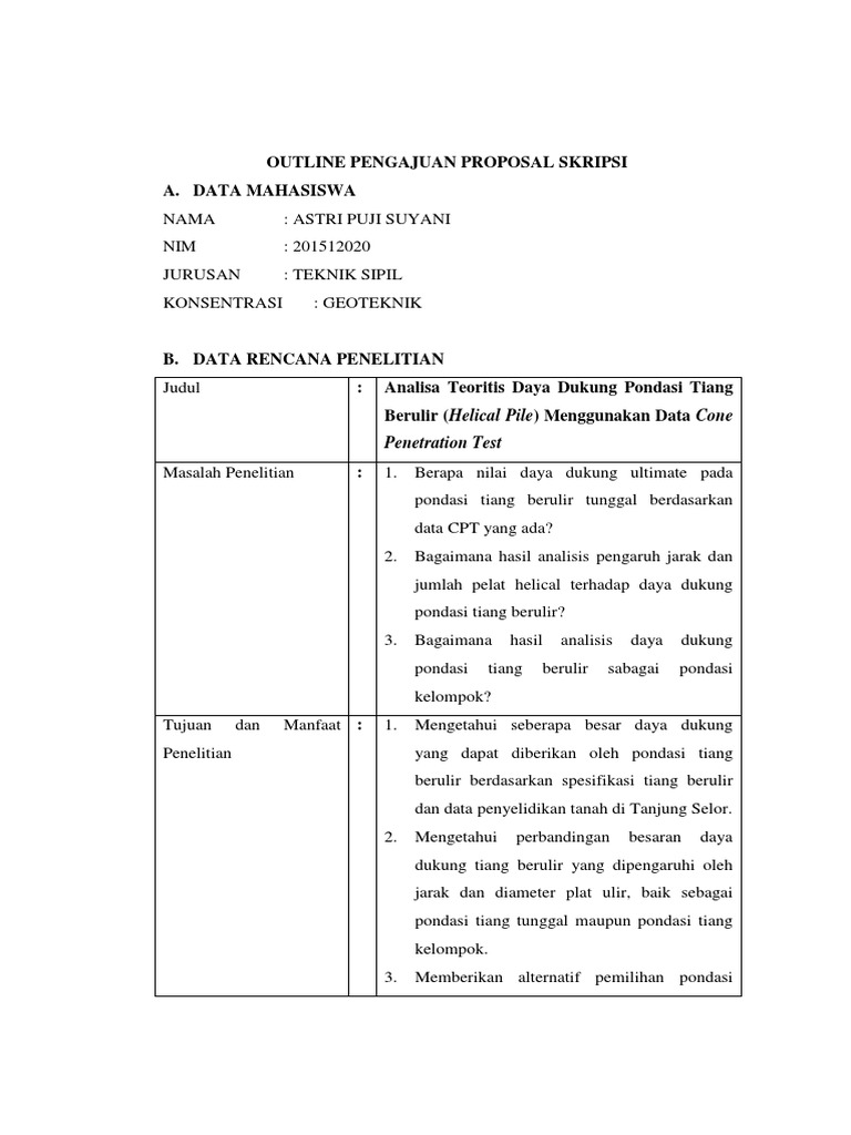 Outline Pengajuan Proposal Skripsi | PDF
