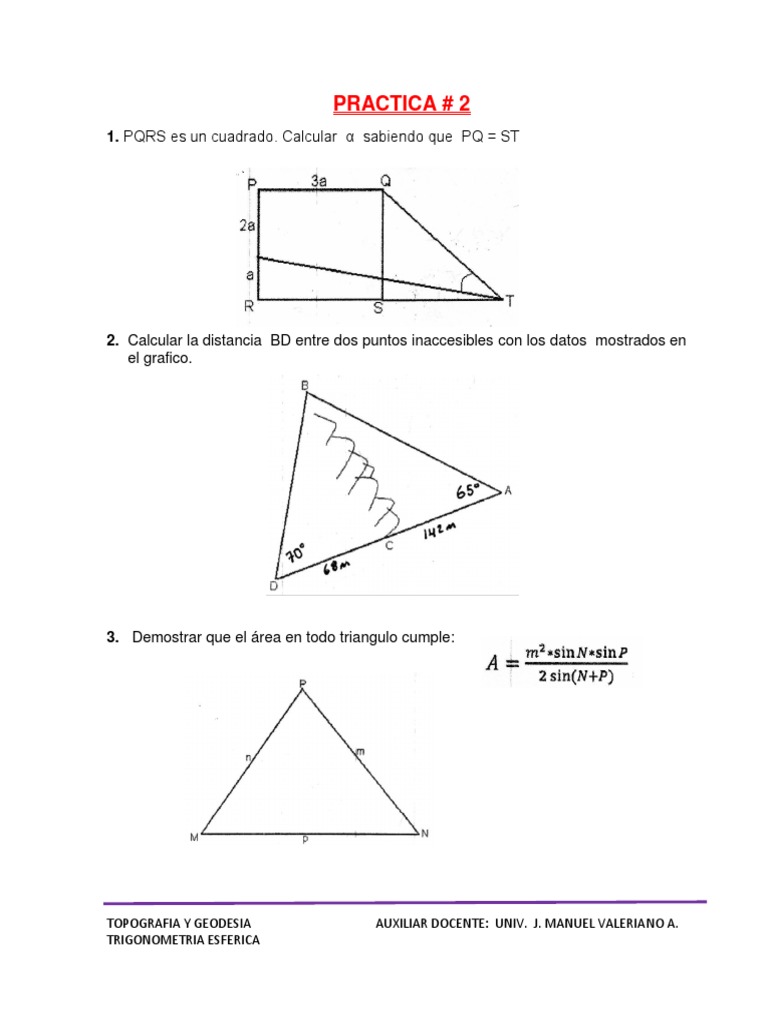 Ejercicios de Trigonometría Esférica | PDF | Topografía | Trigonometría