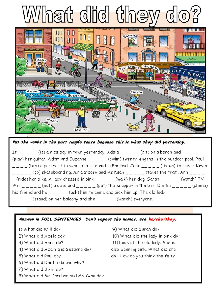 Past Simple Tense Picture Descriptions | PDF | Syntactic Relationships ...