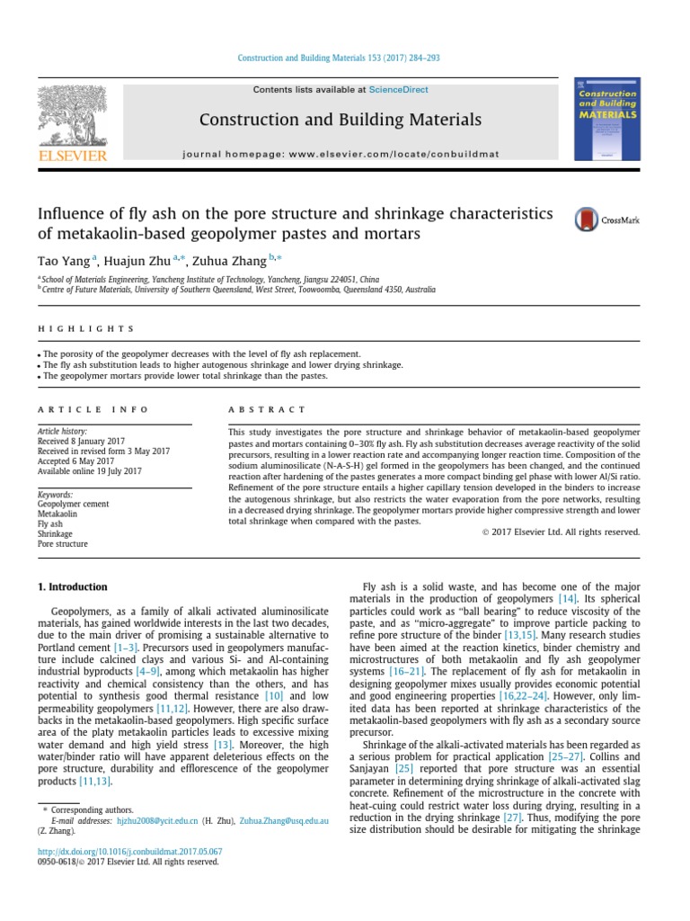 Influence of Fly Ash On The Pore Structure and Shrinkage ...