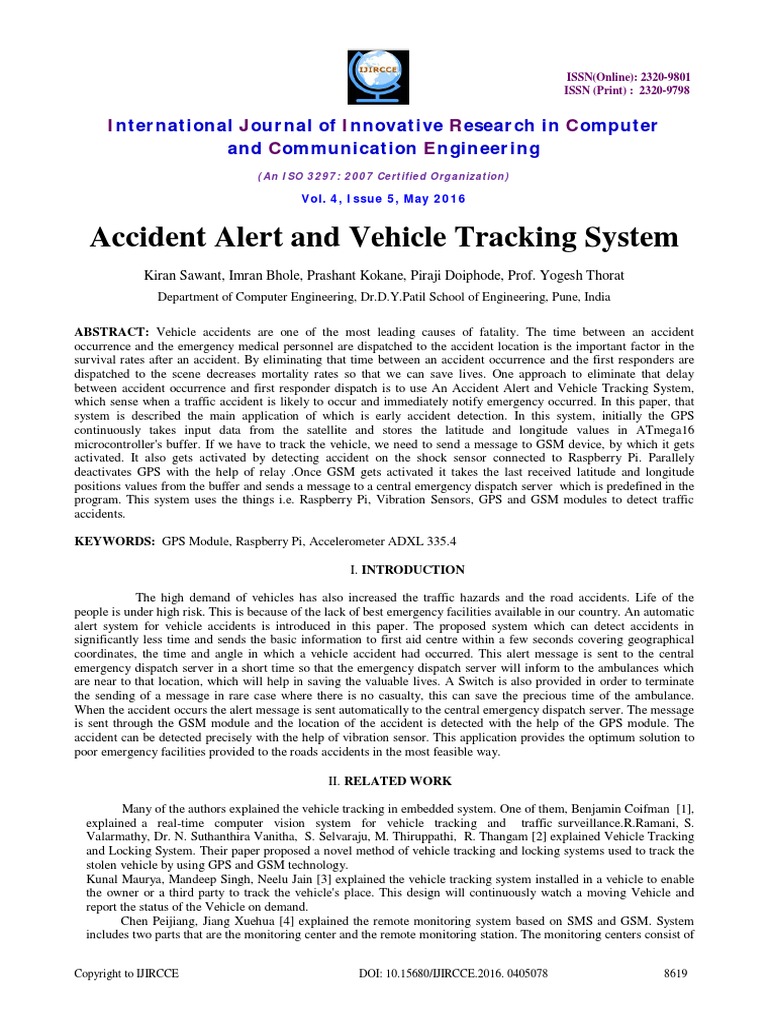 Accident Alert and Vehicle Tracking System | PDF | International ...