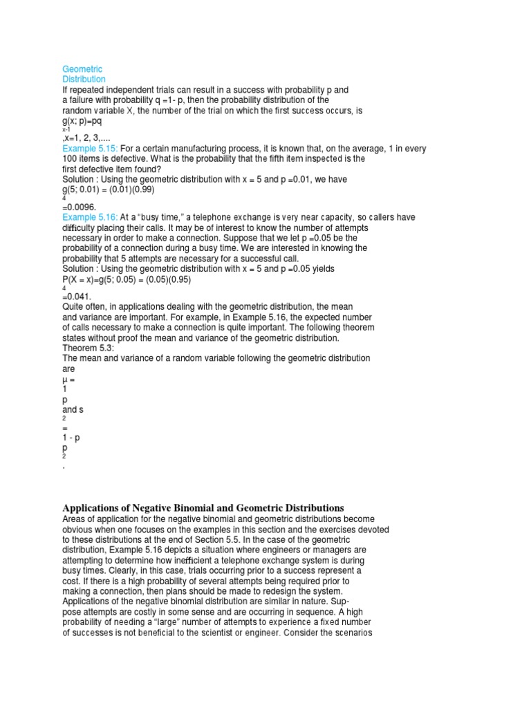 Geometric Distribution: Applications of Negative Binomial and Geometric ...