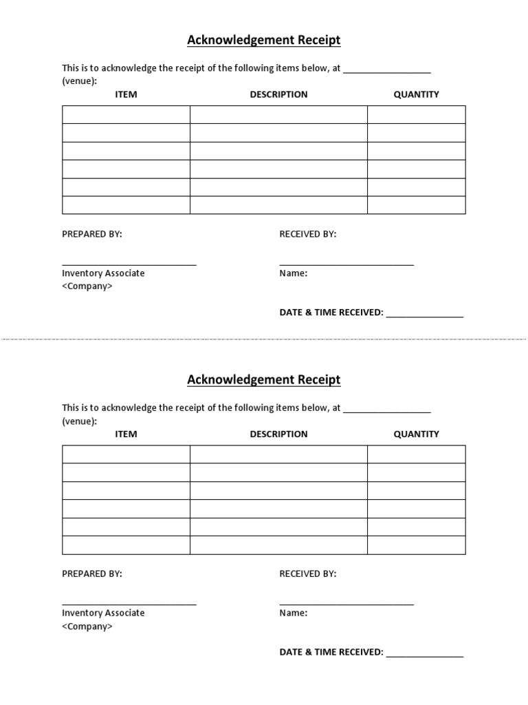 Acknowledgement Receipt - Template | PDF