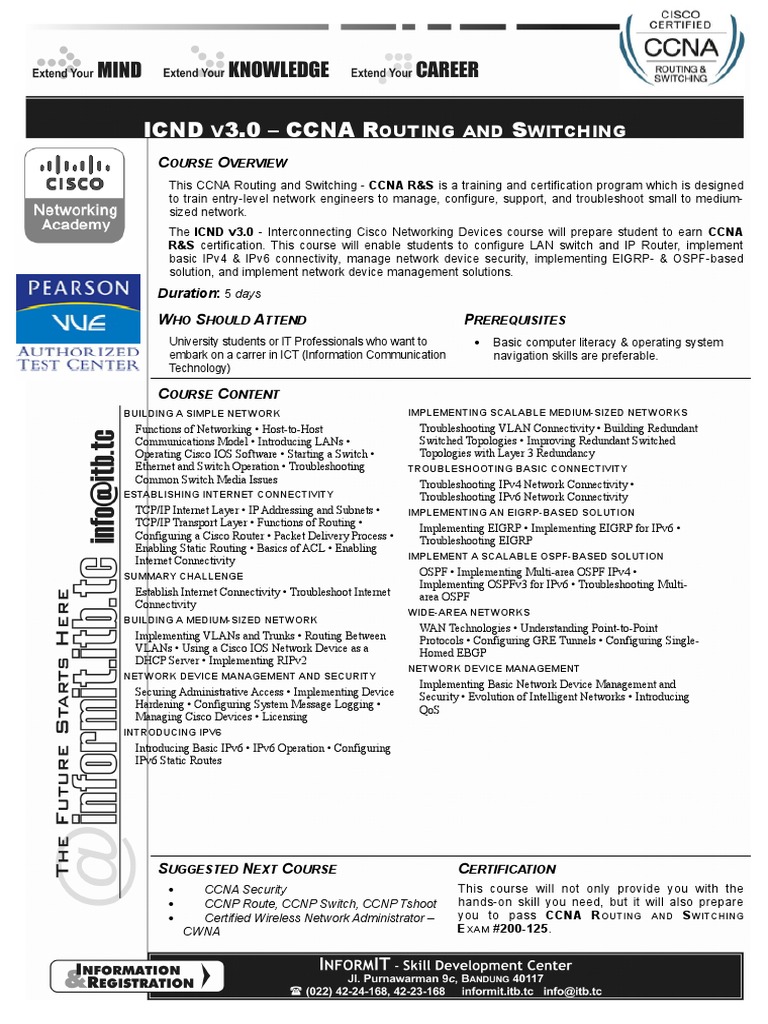 ICND V3.0 - CCNA R&S Course Overview | PDF | Cisco Certifications | Computer Network