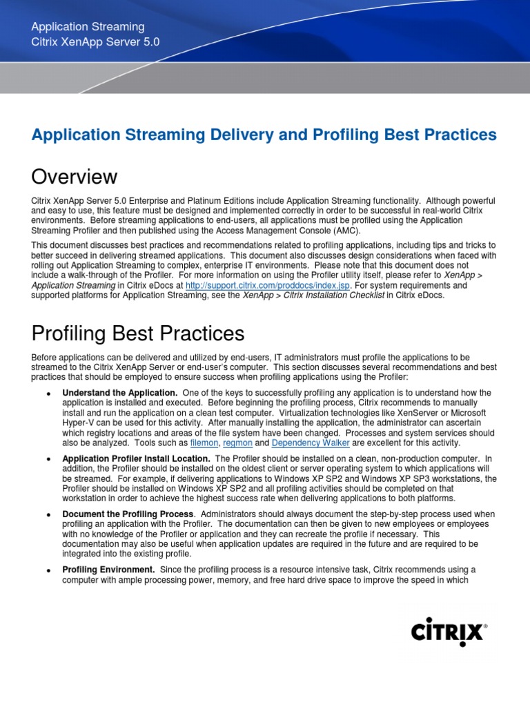 Application Streaming Delivery and Profiling Best Practices | PDF ...