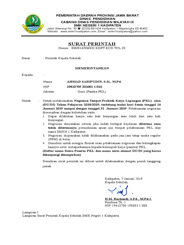 01 Surat Tugas Negosiasi 2019 | PDF