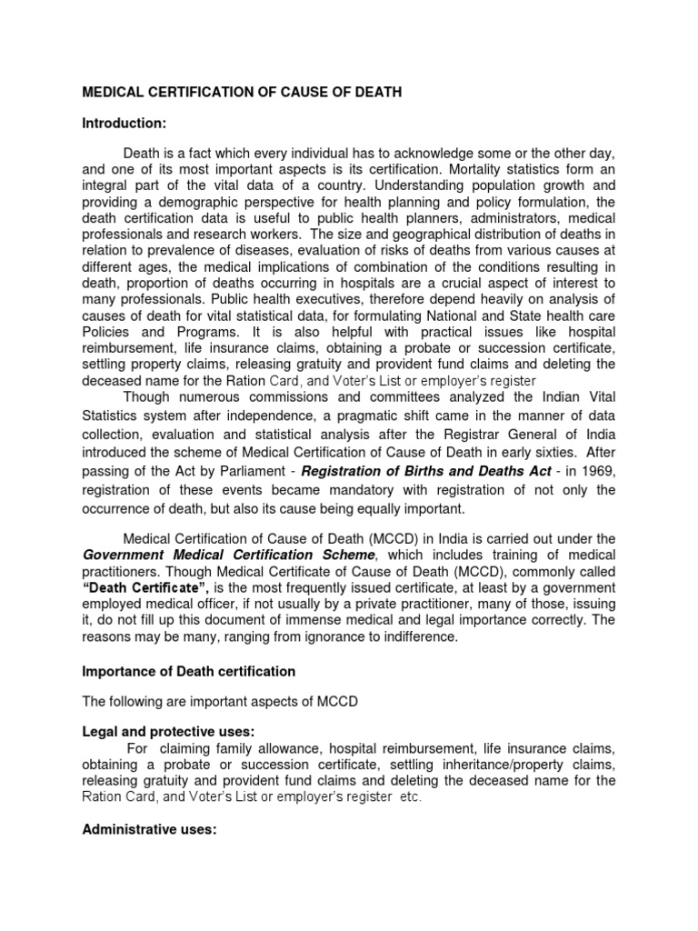 MCCD Manual | PDF | Death Certificate | Death
