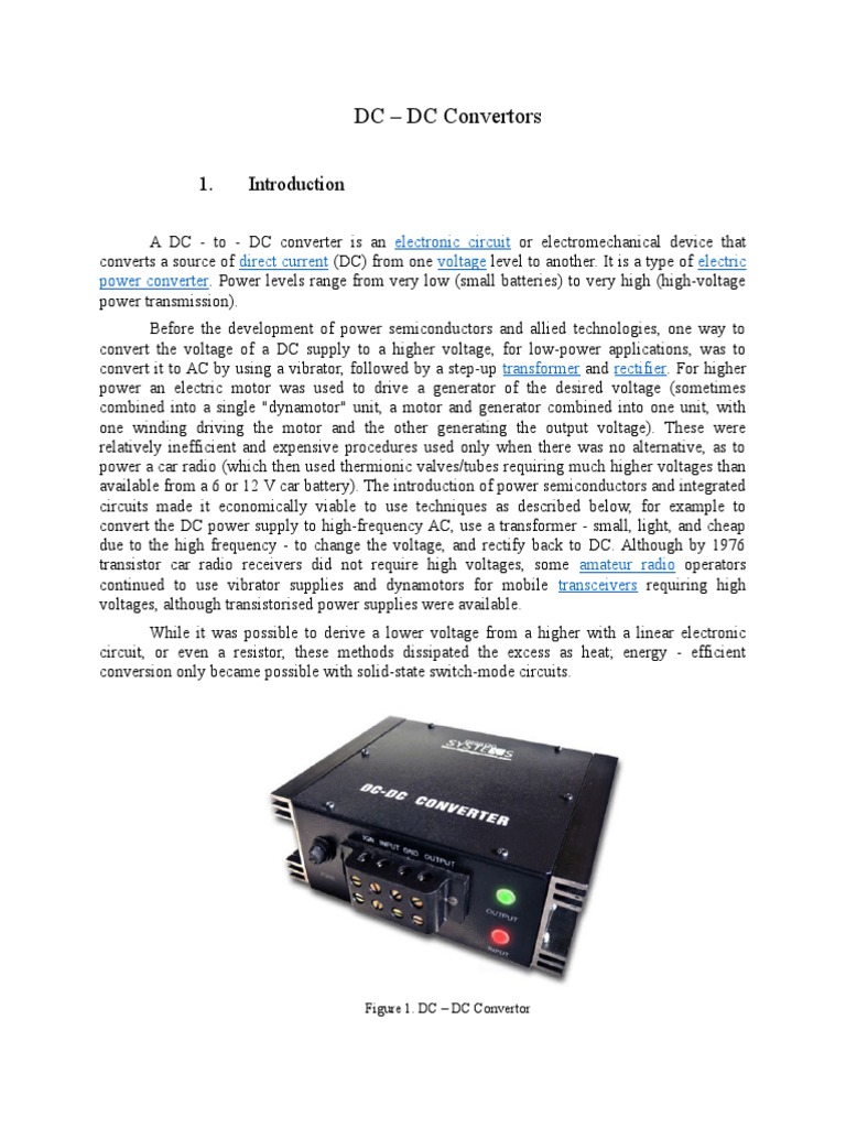 DC-DC Convertors Explained | PDF | Direct Current | Rectifier