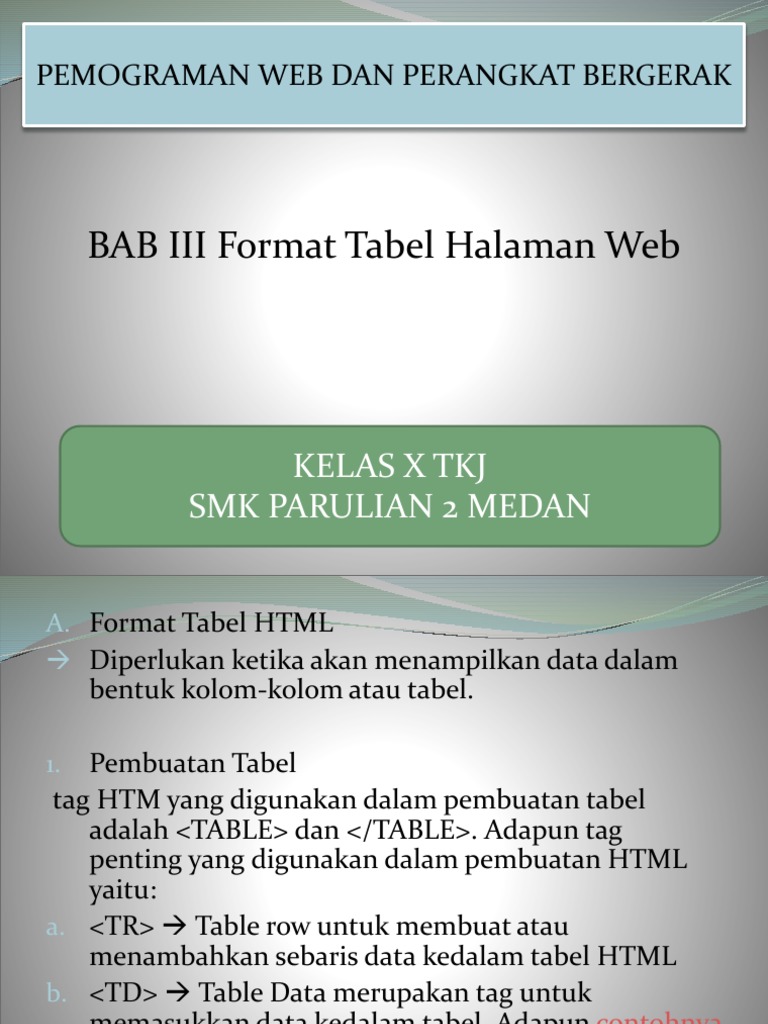 Format Tabel dalam HTML untuk Web | PDF