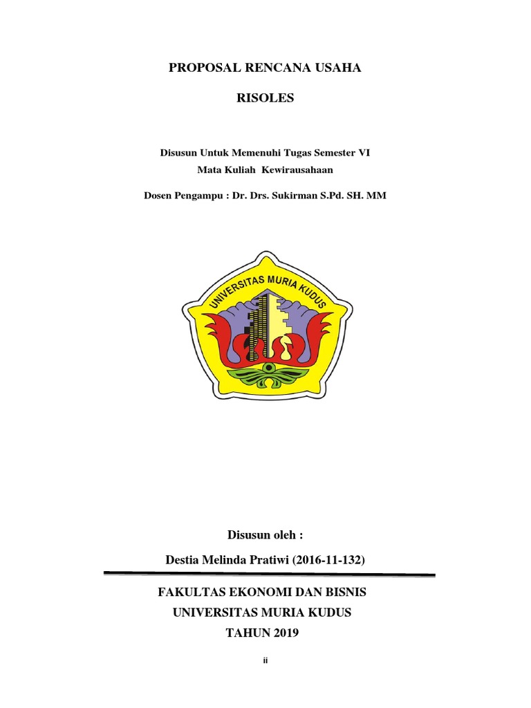 Proposal Bisnis Risoles Ayam | PDF | Bisnis