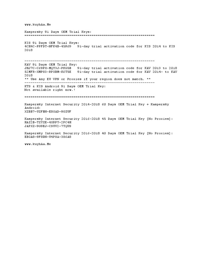 Serial Number Kaspersky | PDF