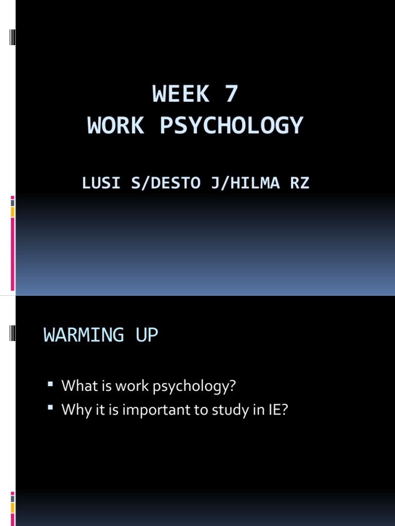 Understanding Work Psychology Concepts | PDF | Workload | Industrial ...