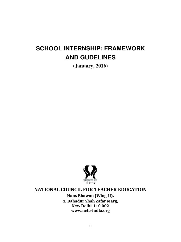 SCHOOL INTERNSHIP - A FRAMEWORK and GUIDELINES PDF | PDF | Teacher ...