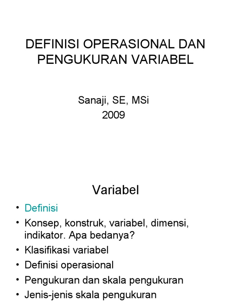 Variabel, Definisi Operasional Dan Pengukuran | PDF