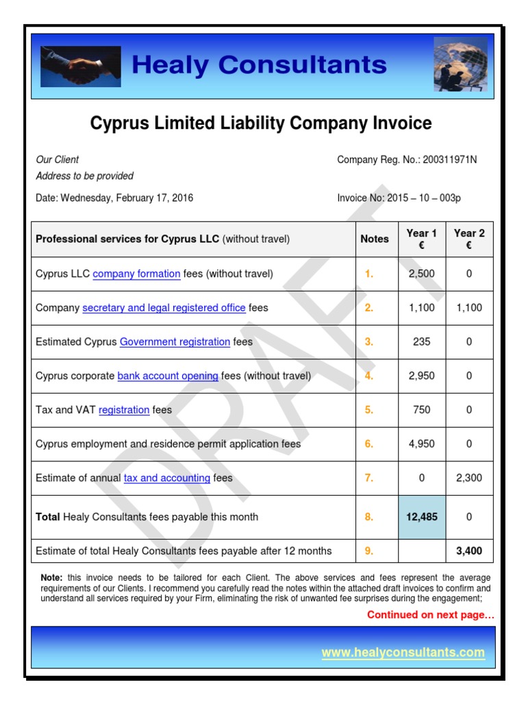 Cyprus LLC Invoice Breakdown | PDF | Invoice | Payroll Tax