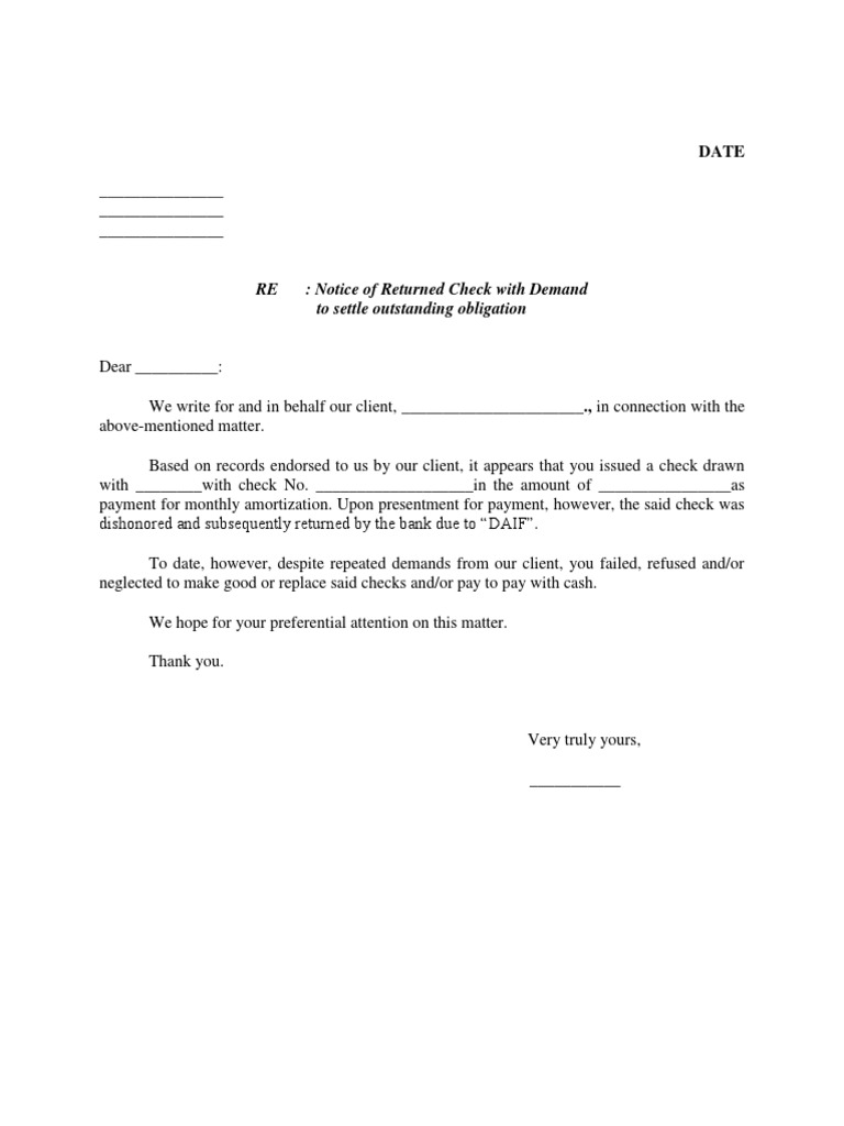 Notice of Returned DAIF Check | PDF