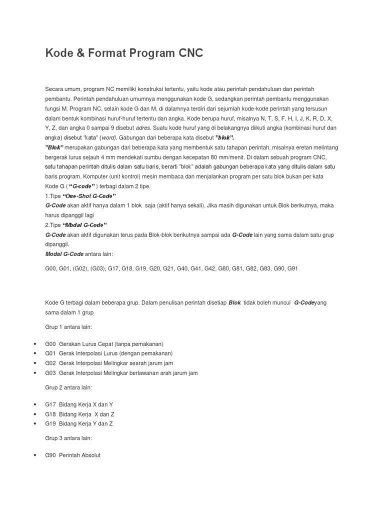 Kode & Format CNC | PDF