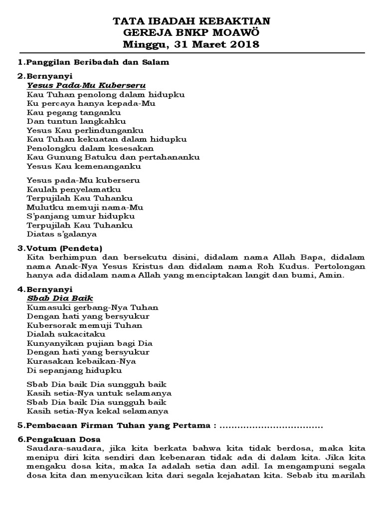 10 Tata Ibadah Kebaktian | PDF
