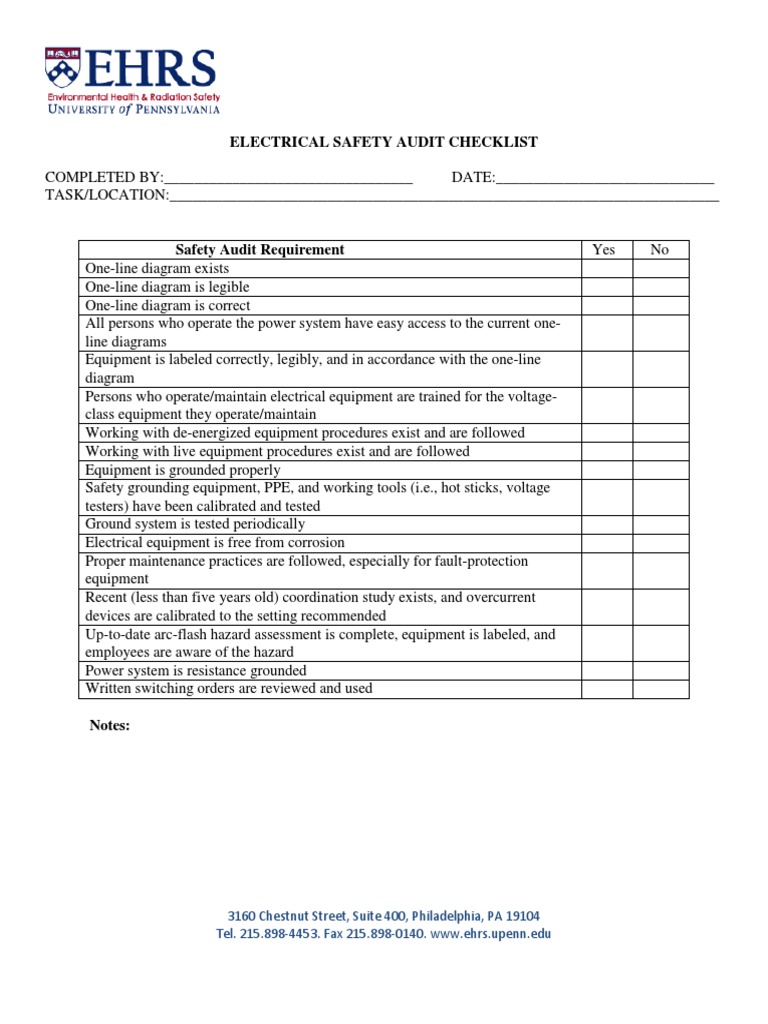 Hospital Electrical Safety Audit Checklist | PDF