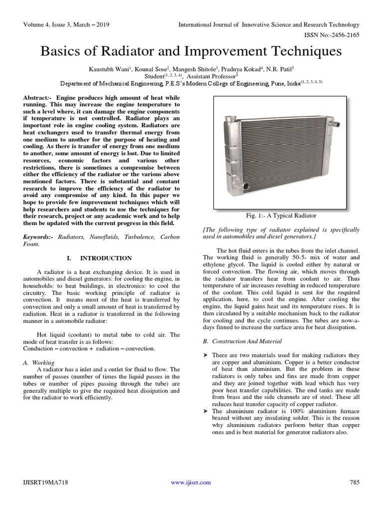 Basics of Radiator and Improvement Techniques | PDF | Radiator | Heat ...