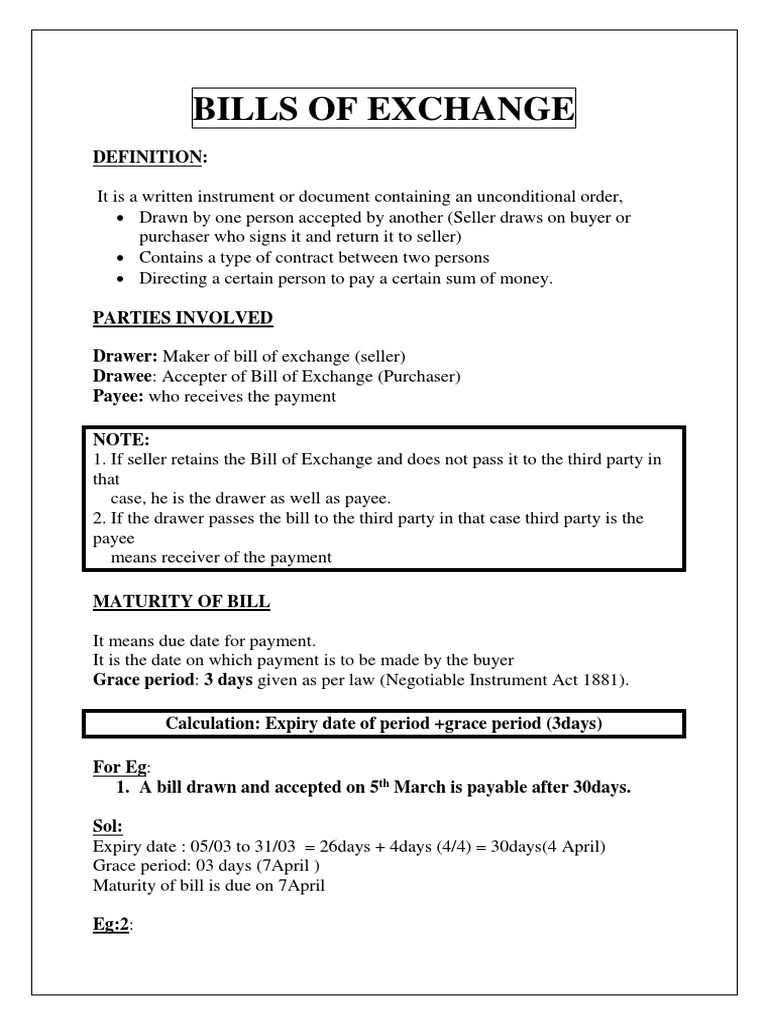 Bills of Exchange | PDF | Negotiable Instrument | Debits And Credits