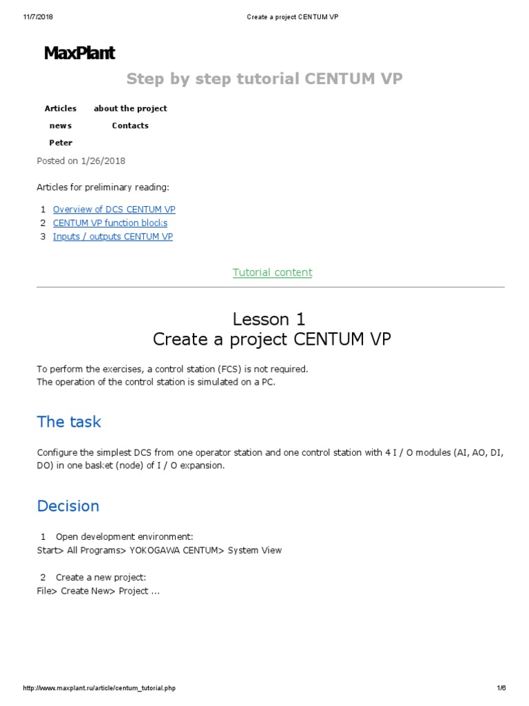 Maxplant: Step by Step Tutorial Centum VP | PDF | Electronic ...