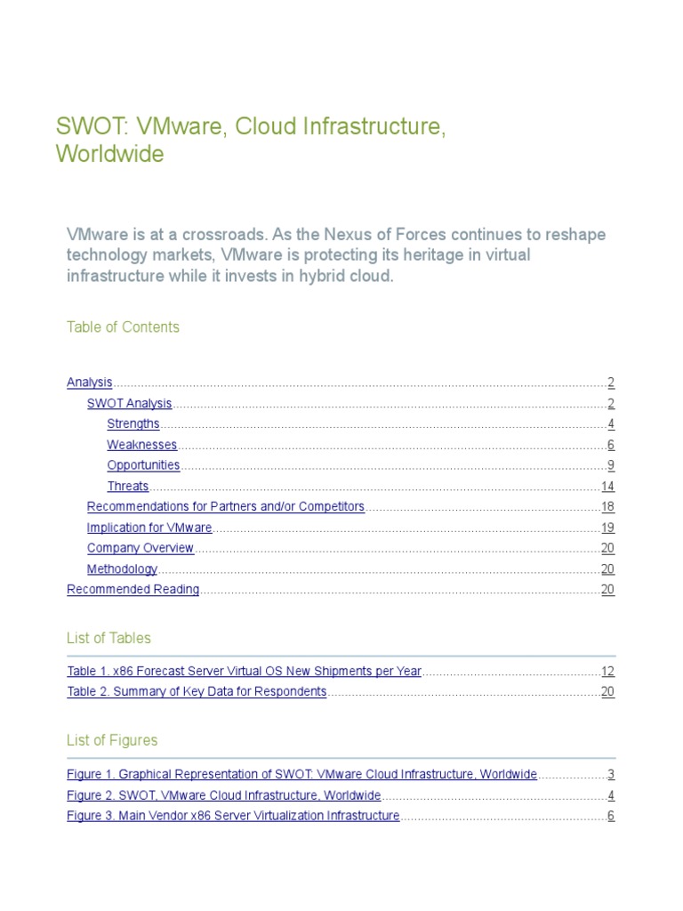 Swot Vmware Cloud Infra | PDF | Open Stack | Cloud Computing