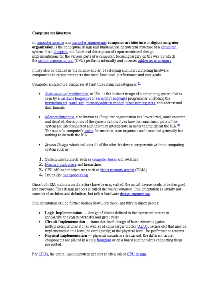 Instruction Set Architecture: System Design Which Includes All of The ...