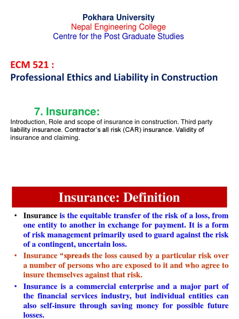 Nec 7 Insurance | Download Free PDF | Liability Insurance | Insurance