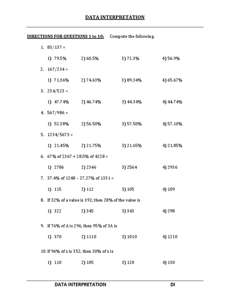 Data Interpretation (Questions) | PDF | Revenue | Government Finances