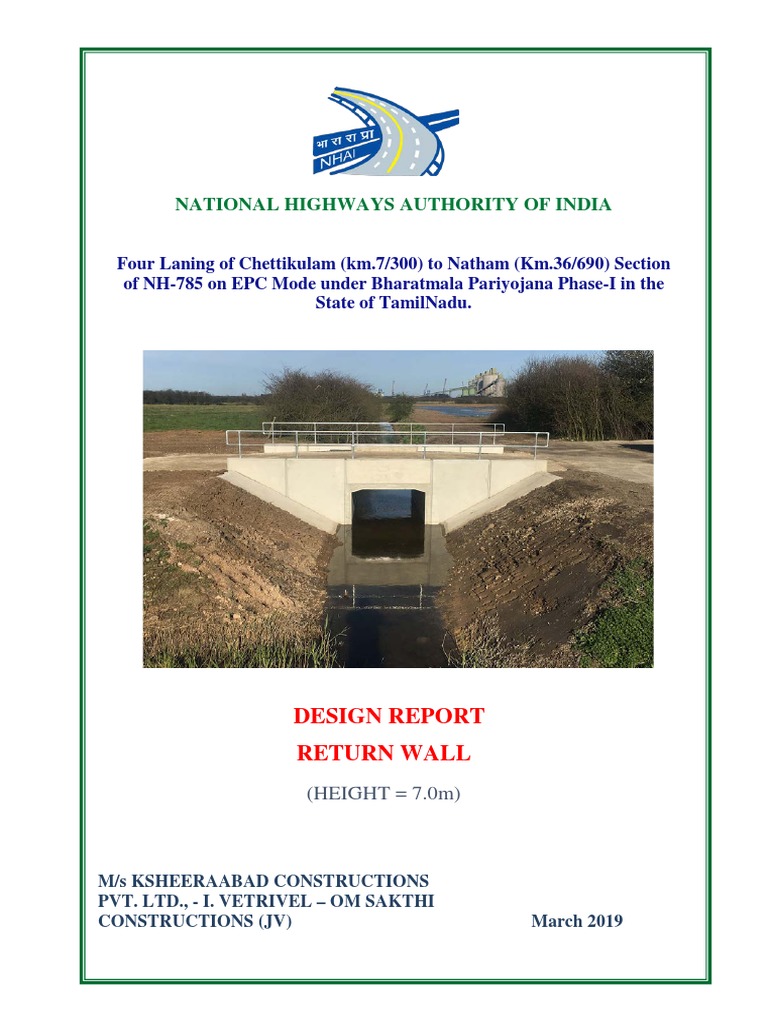 Design Report-RCC Return Wall (7.0m Height) | PDF | Structural Load ...