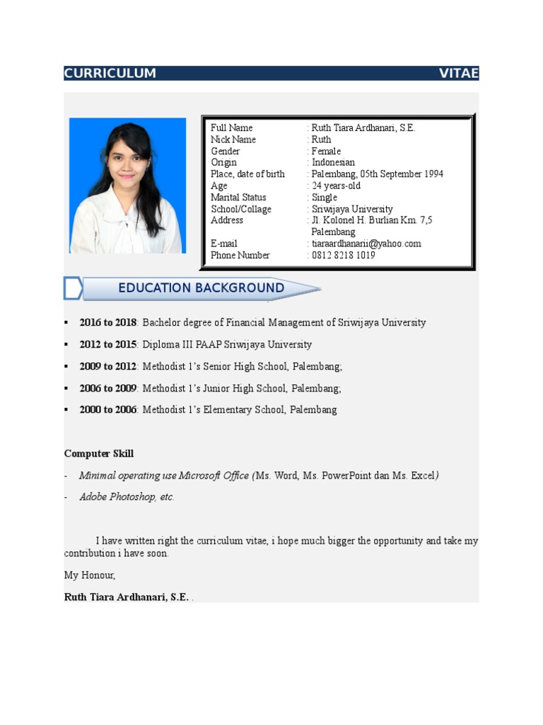 Curriculum Vitae: Education Background | PDF