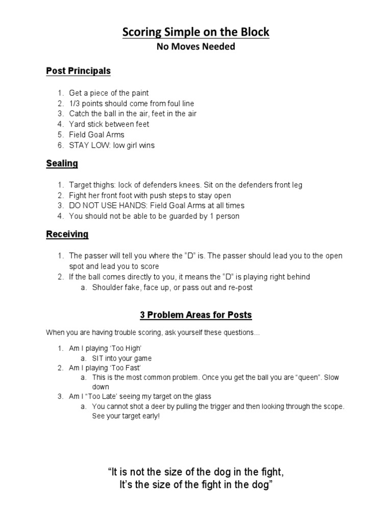Scoring From The Low Post | PDF | Sports & Recreation | Language Arts ...