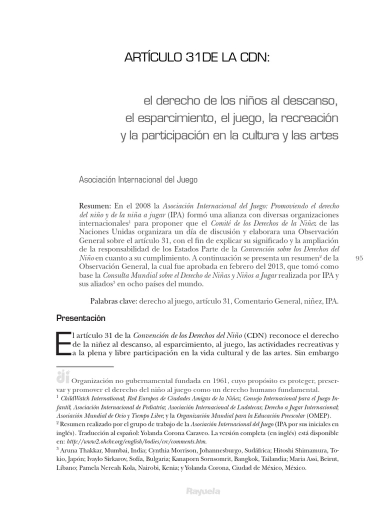 El Derecho A Descansar y A Jugar | PDF | Infancia | Adultos