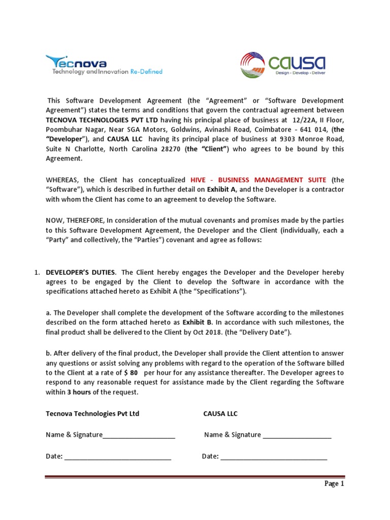 Software Development Agreement | PDF | Invoice | Business