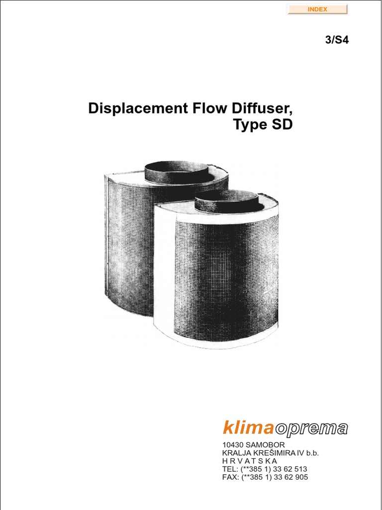 Oprema Oprema: Displacement Flow Diffuser, Type SD | PDF | Atmosphere Of Earth | Continuum Mechanics