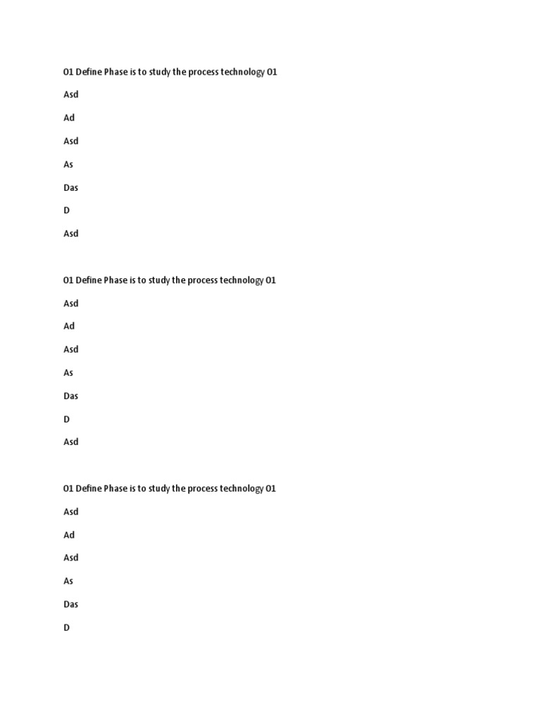 Define Phase: Process Technology Study | PDF | Science And Technology