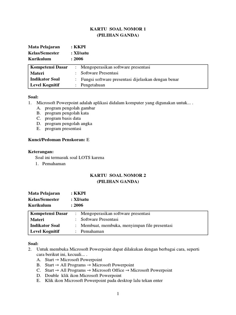 Soal KKPI XI: Mengoperasikan Software Presentasi | PDF