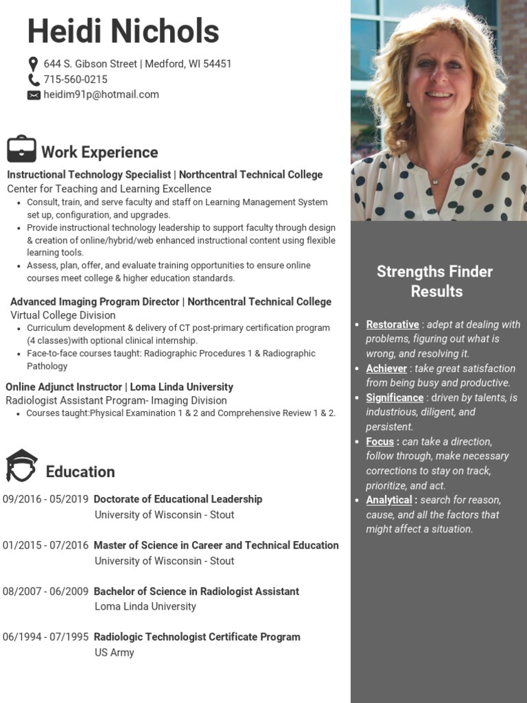 Heidi Nichols 2019 Resume | PDF | Radiology | Educational Technology