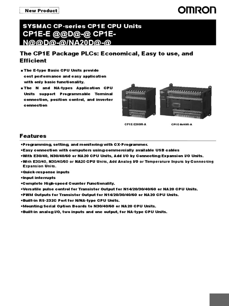 Cp1e-E @@D@-@ Cp1e-N@@d@-@/na20d@-@ | PDF | Input/Output | Programmable Logic Controller