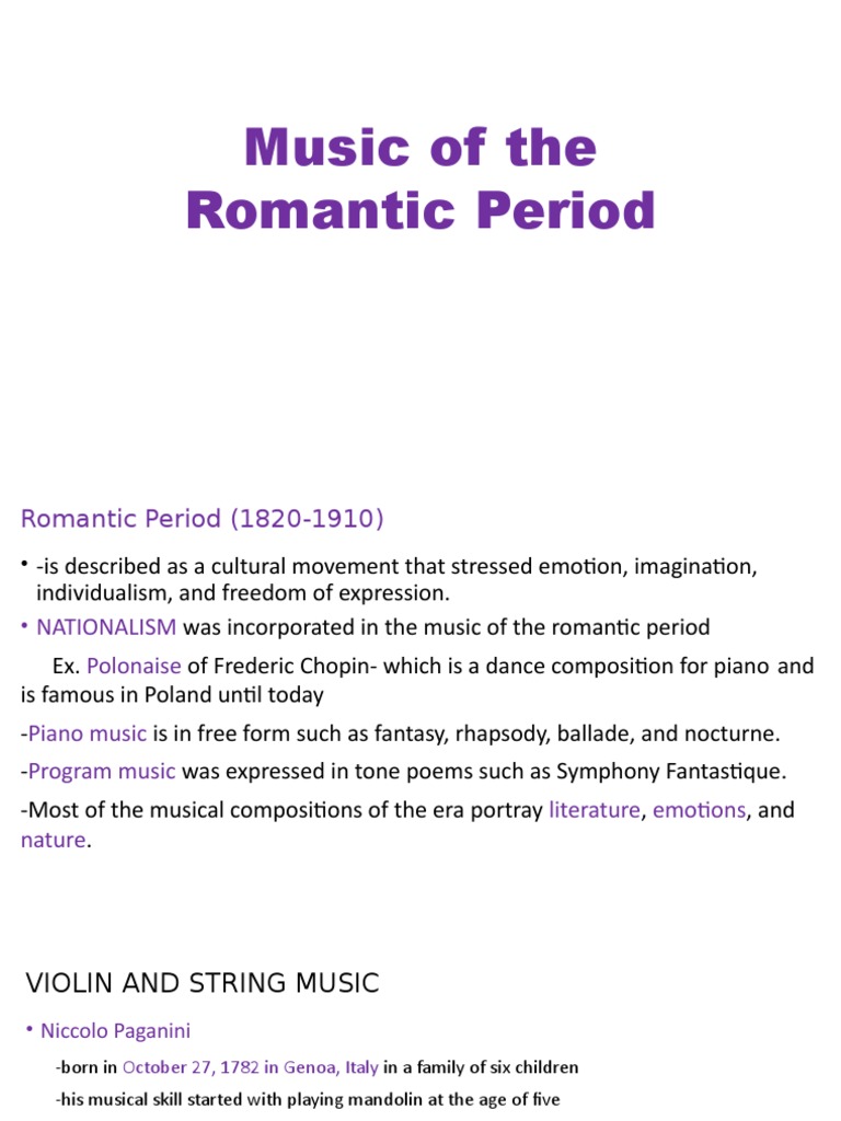 Music of The Romantic Period G9 | PDF | Tempo | Frédéric Chopin