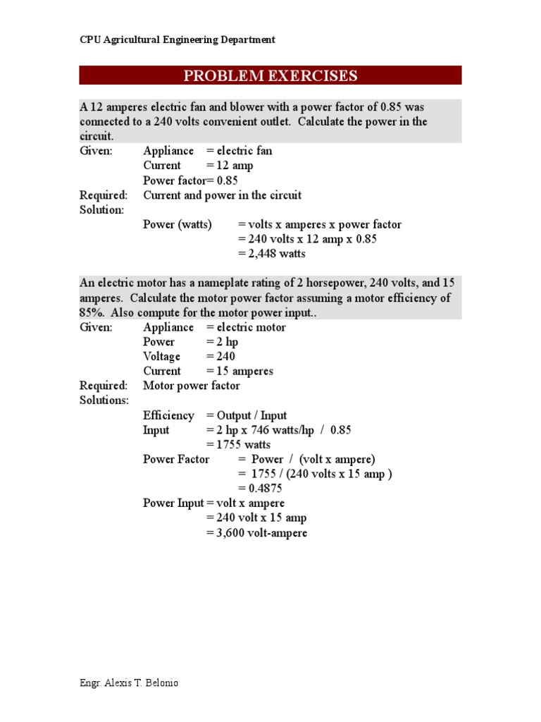 Electrical Power Calculations and Efficiency | PDF | Watt | Volt