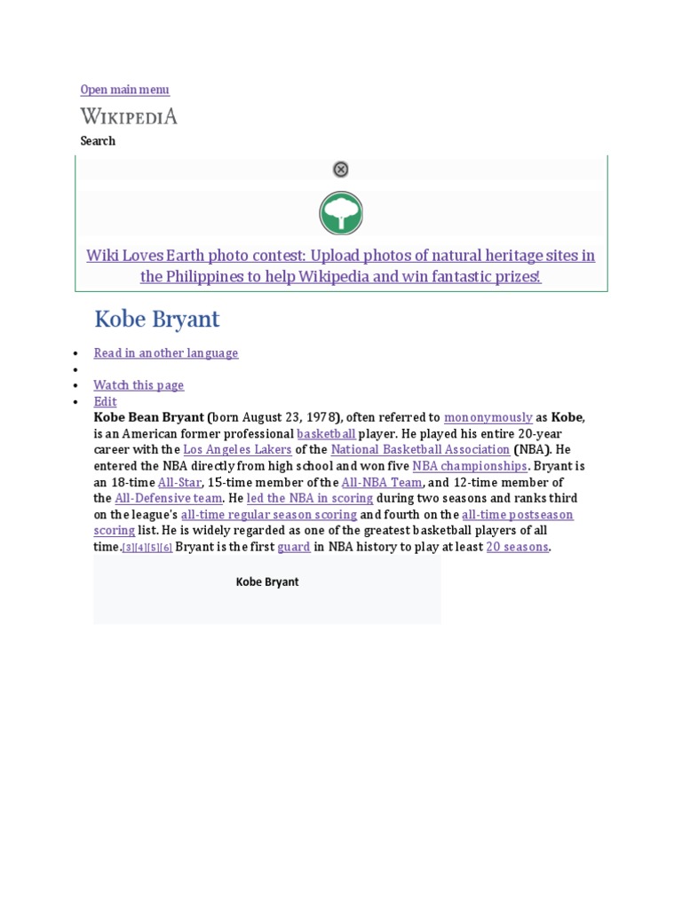 Kobe Bryant | PDF | Kobe Bryant | National Basketball Association