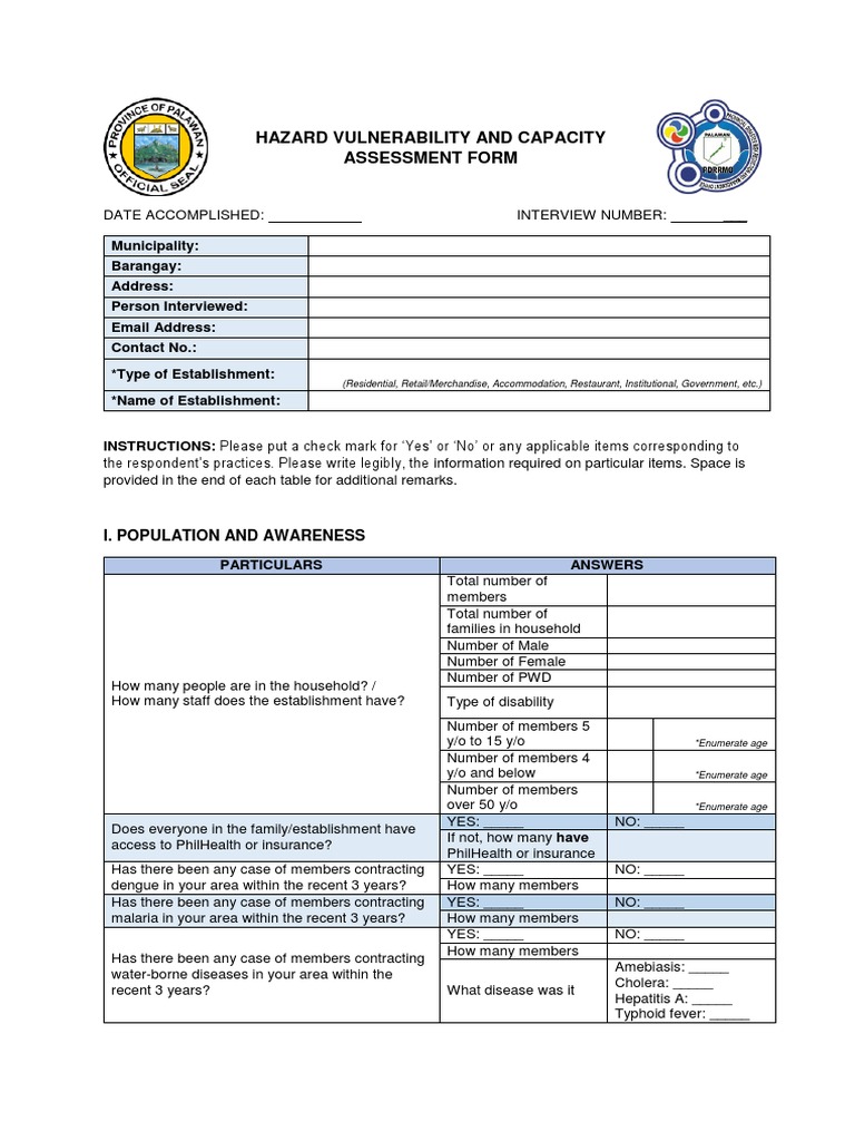 Brgy Hvca Form Ver. 03082019 Final | PDF | Flood | Agriculture