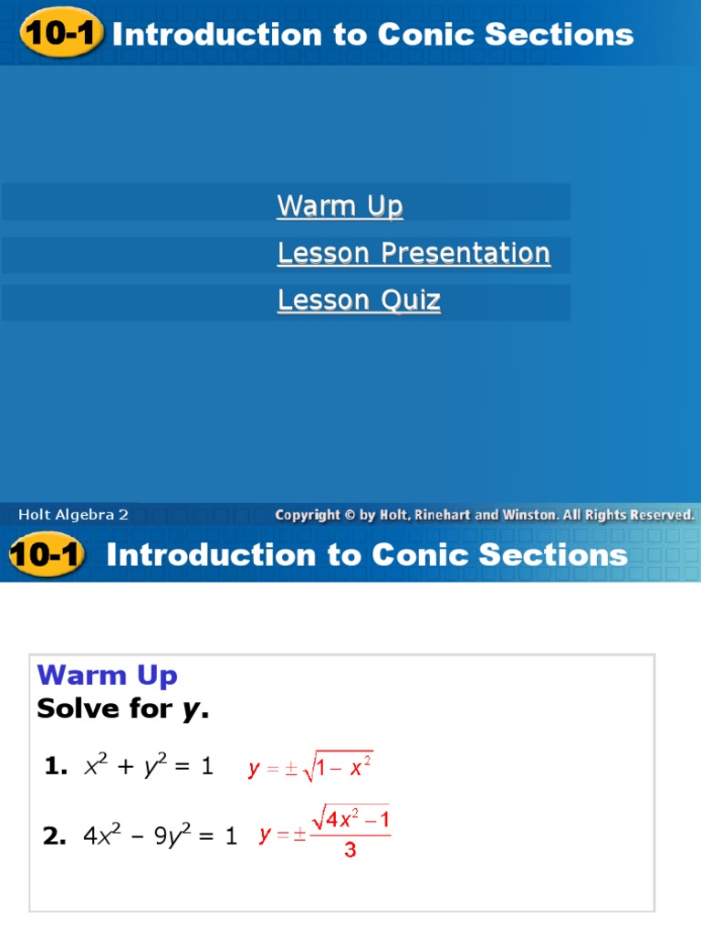 Intro to Conic Sections in Algebra 2 | PDF | Circle | Ellipse
